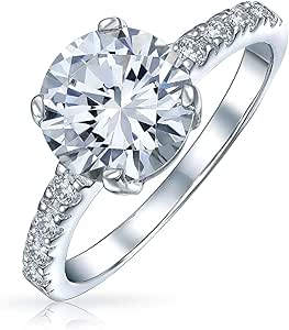 Amazon.com: Bling Jewelry Classic 4CT CZ Round Solitaire Promise Ring .925 Sterling Silver Cubic ...