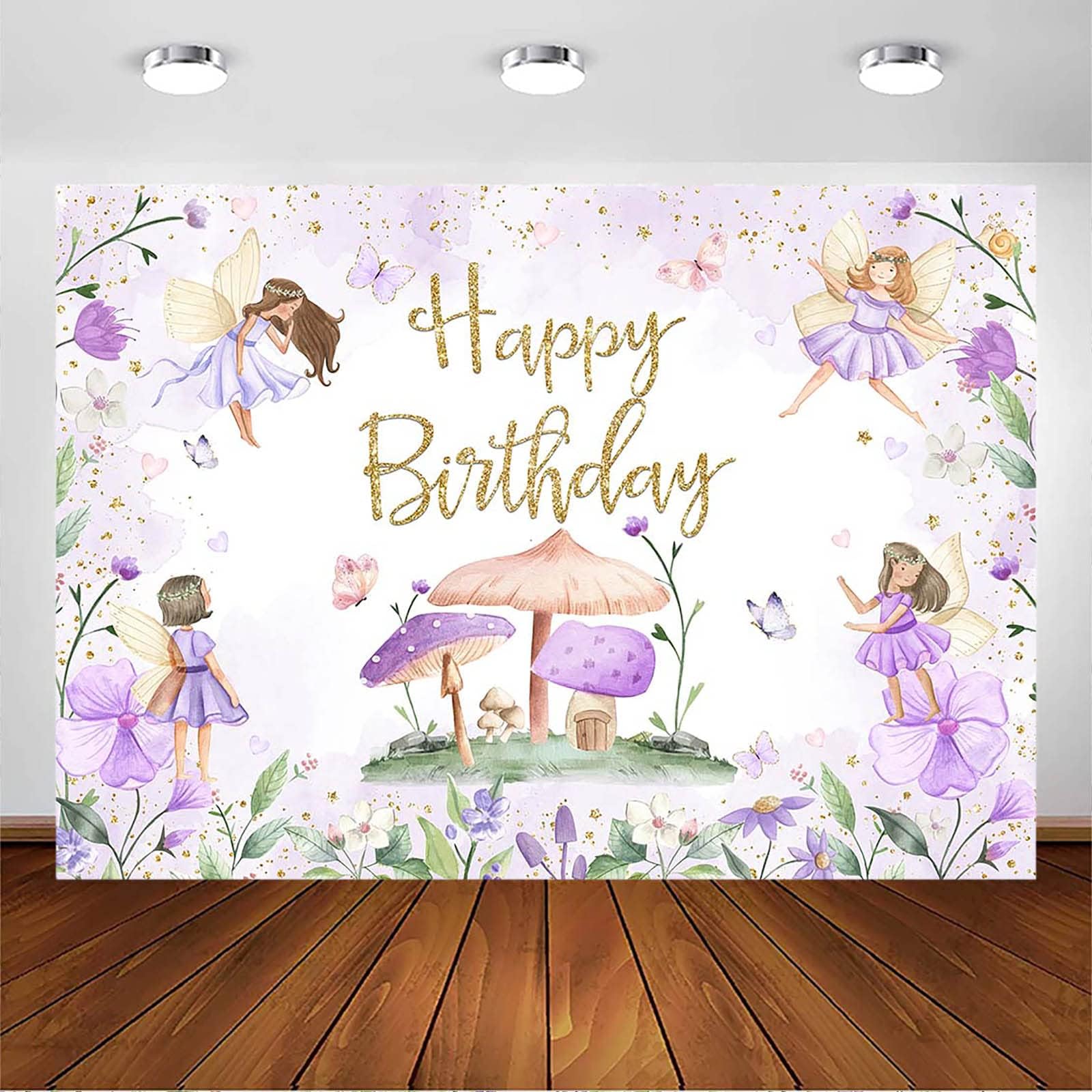 Avezano Floral Fairy Birthday Party Backdrop Purple Fairy Tale ...