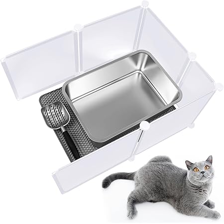 Amazon.com : Stainless Steel Cats Litter Box Extra 13.5 x 19.5 x 6 ...