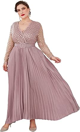 Amazon.com: TOLEEN Women's Deep V-Neck Plus Size Evening Party Maxi ...