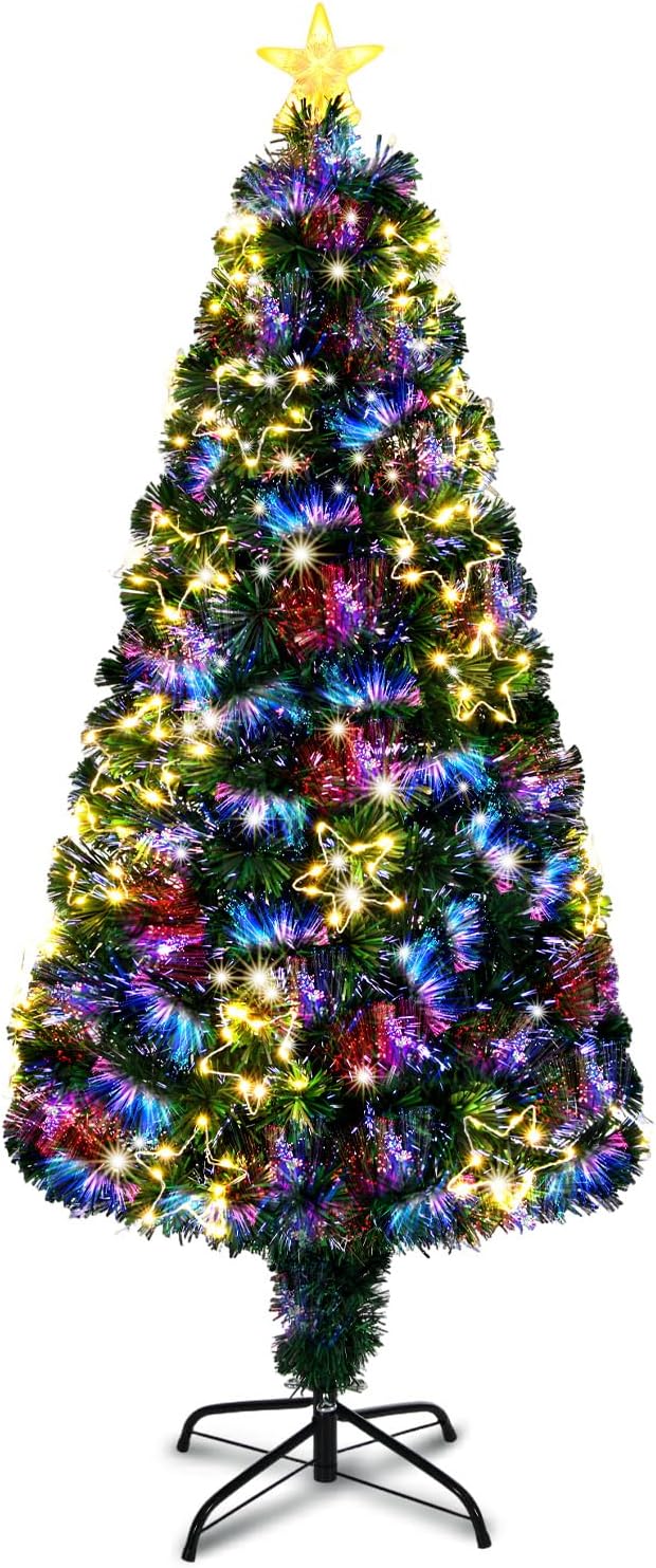 Amazon.com: 2 Pack 3Ft Fiber Optic Christmas Trees, Prelit Mini ...
