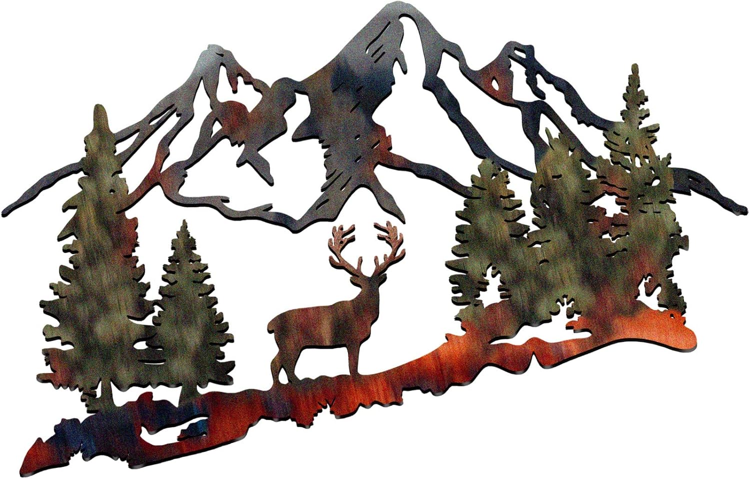 Amazon.com: Moxweyeni Rustic Metal Forest Deer Wall Art Mountain Cabin ...