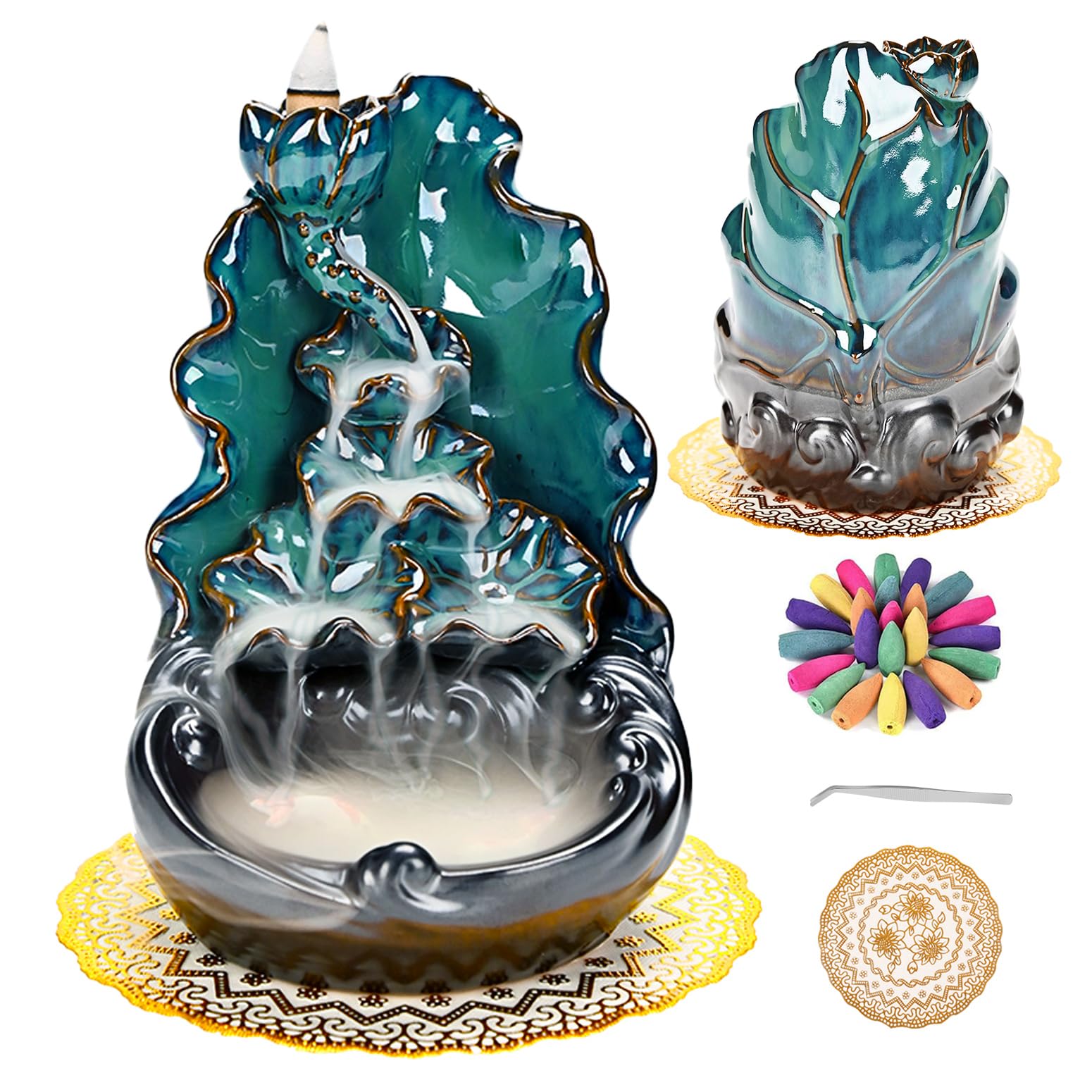 Amazon.com: Zvaiuk Ceramic Backflow Incense Holder Waterfall Incense ...