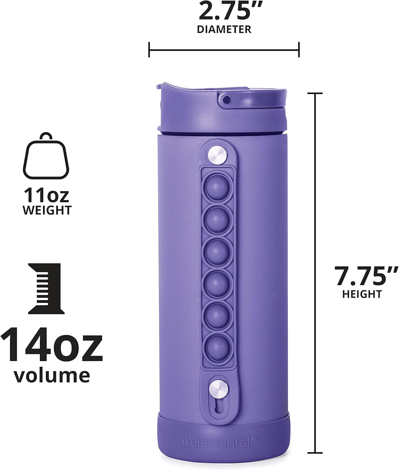 14 oz Iconic Pop Fidget Water Bottles, Kids Bottles for School Girls ...
