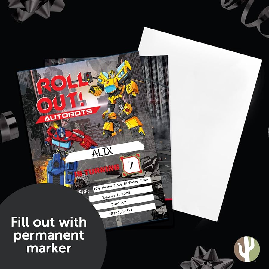 Invitaciones De Cumpleaños Con Temática De Transformadores