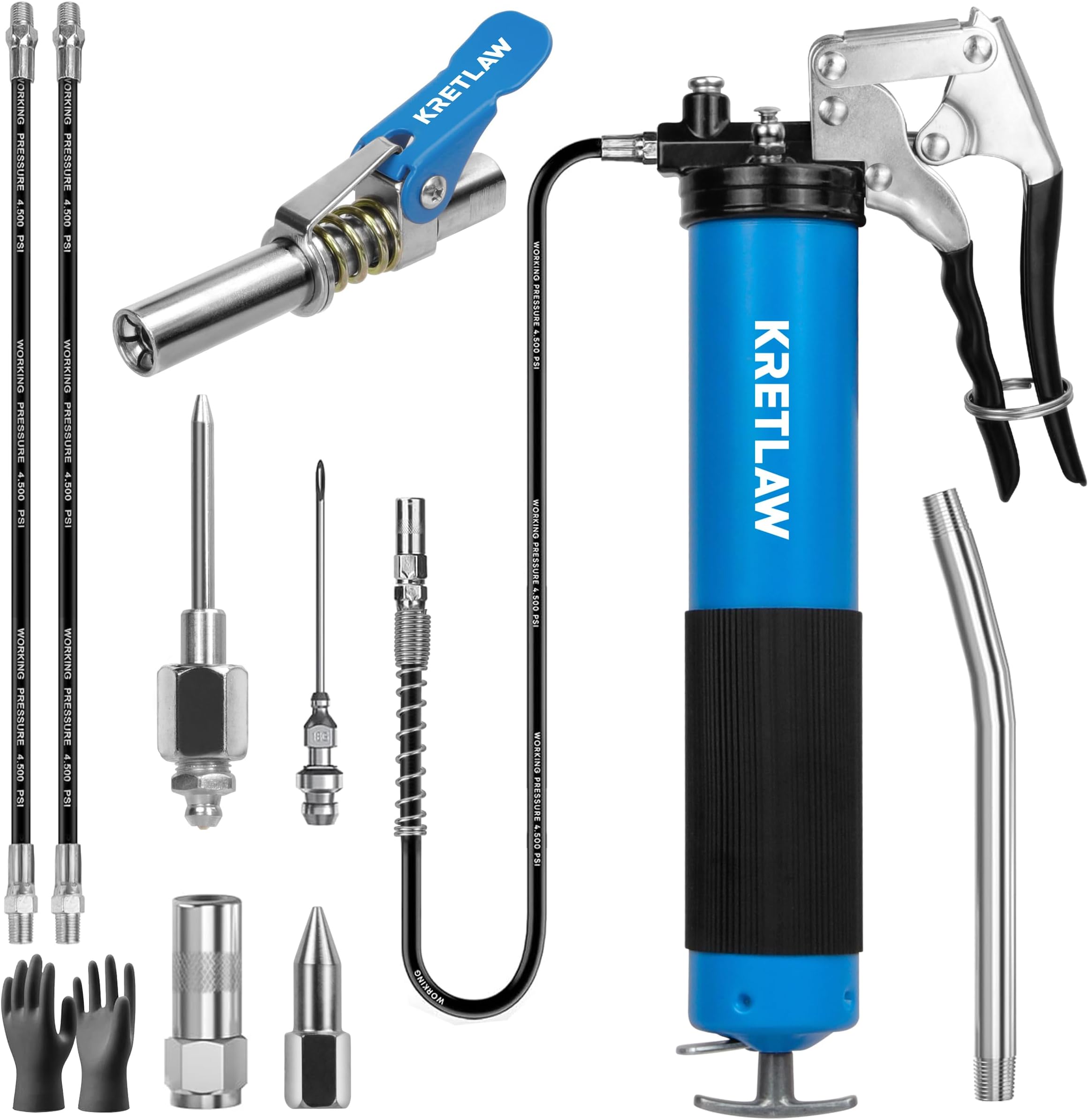 Amazon.com: KRETLAW Grease Gun, 7000 PSI Heavy Duty Professional Pistol ...