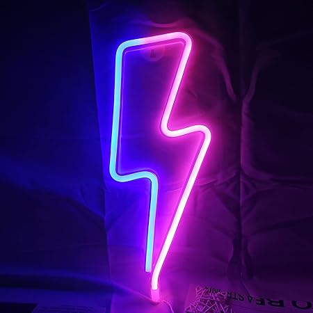 Amazon.com : JYWJ Lightning Neon Signs With Holder Base,USB or 3-AA ...