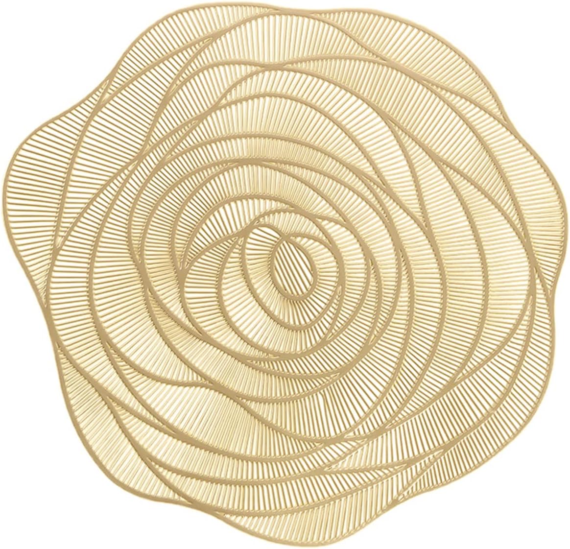 Amazon.com: Round Gold Placemats Set of 4 Rose Flower Pressed Vinyl ...