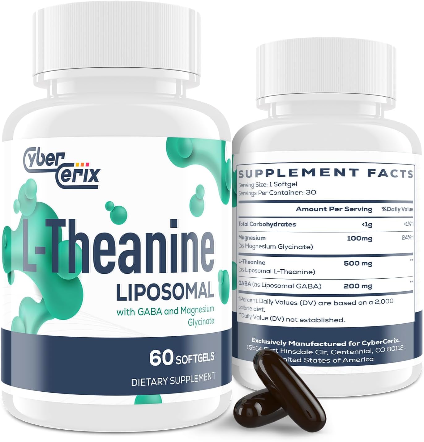 Amazon.com: Genogna Liposomal GABA with L-Theanine 1200mg - 2 Pack High Bioavailable GABA ...