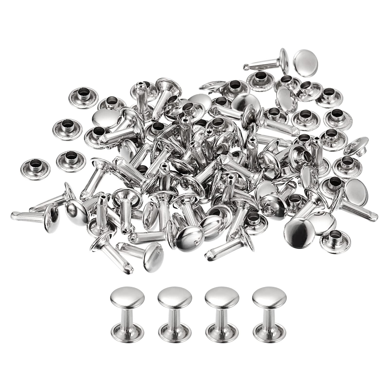 Amazon.com: uxcell 50 Sets Leather Rivets, 8mm Double Cap Rivets 12mm ...