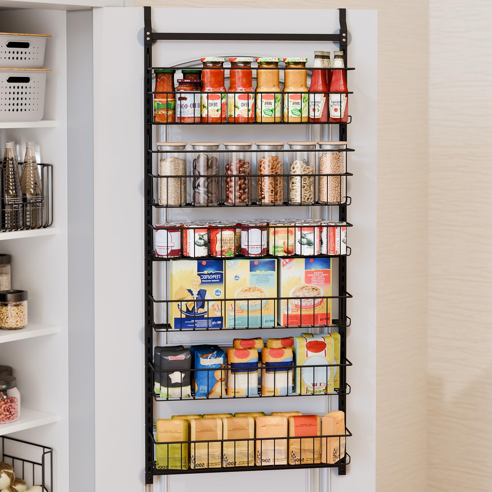 Amazon.com - Usnipoya Heavy Duty Metal Pantry Door Organizer - 6-Tier ...