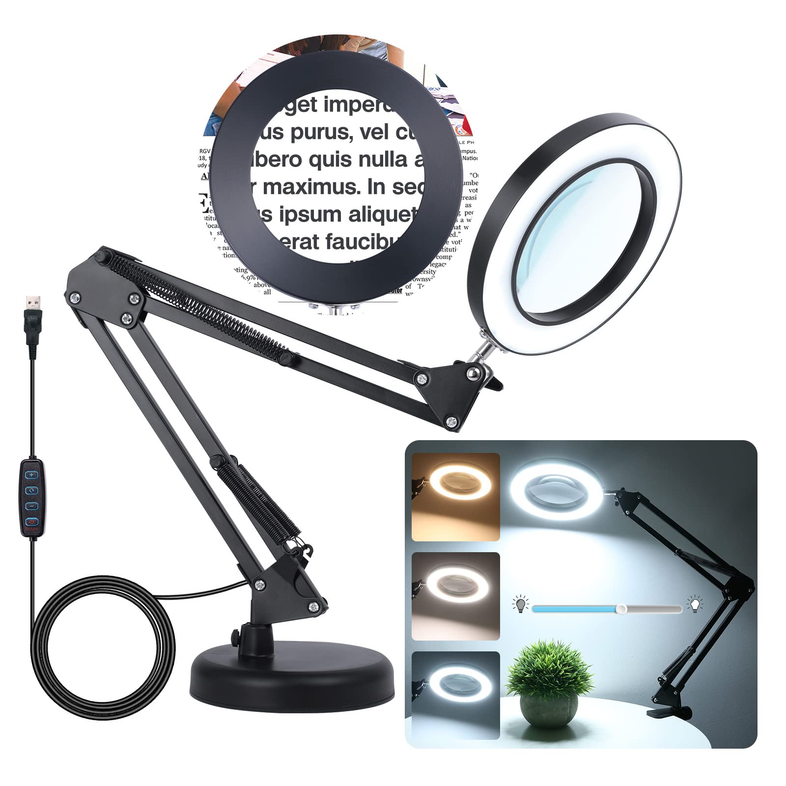 Buy 2 in 1 Magnifying Glass With Light And Stand 8X Real Glass