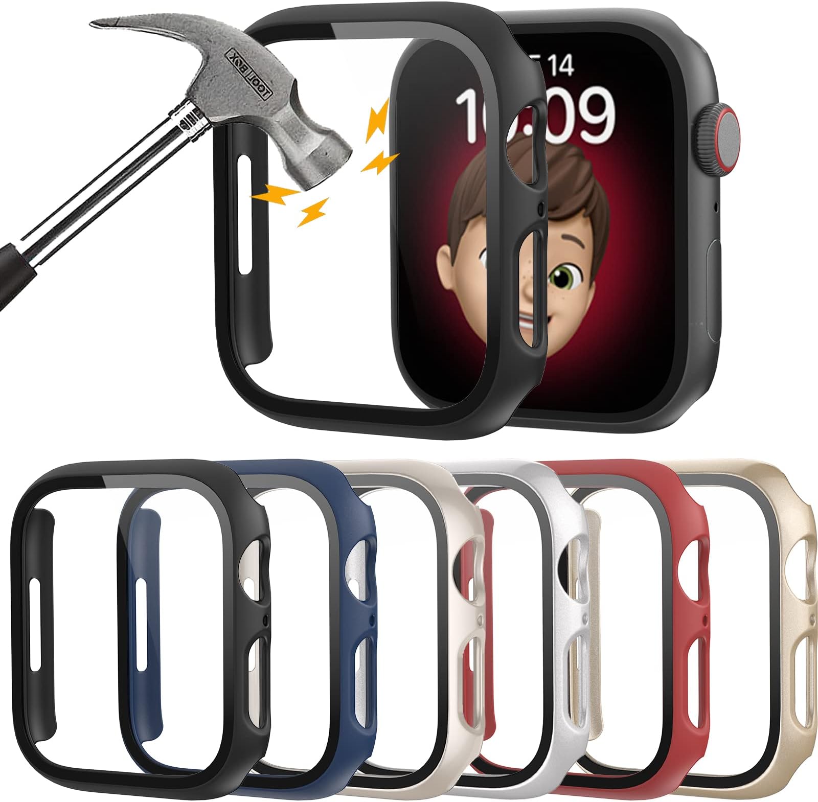 Rontion 6 Pack Hard PC Case with Tempered Glass Screen Protector 40mm ...