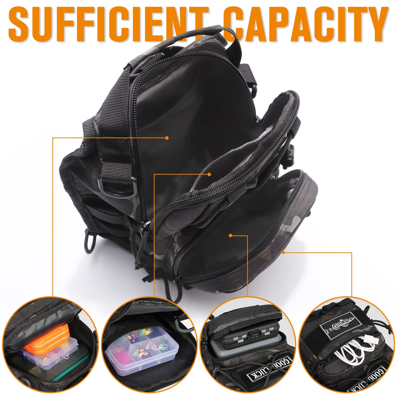 Snapklik.com : Small Fishing Backpack, Fly Fishing Sling Pack ...