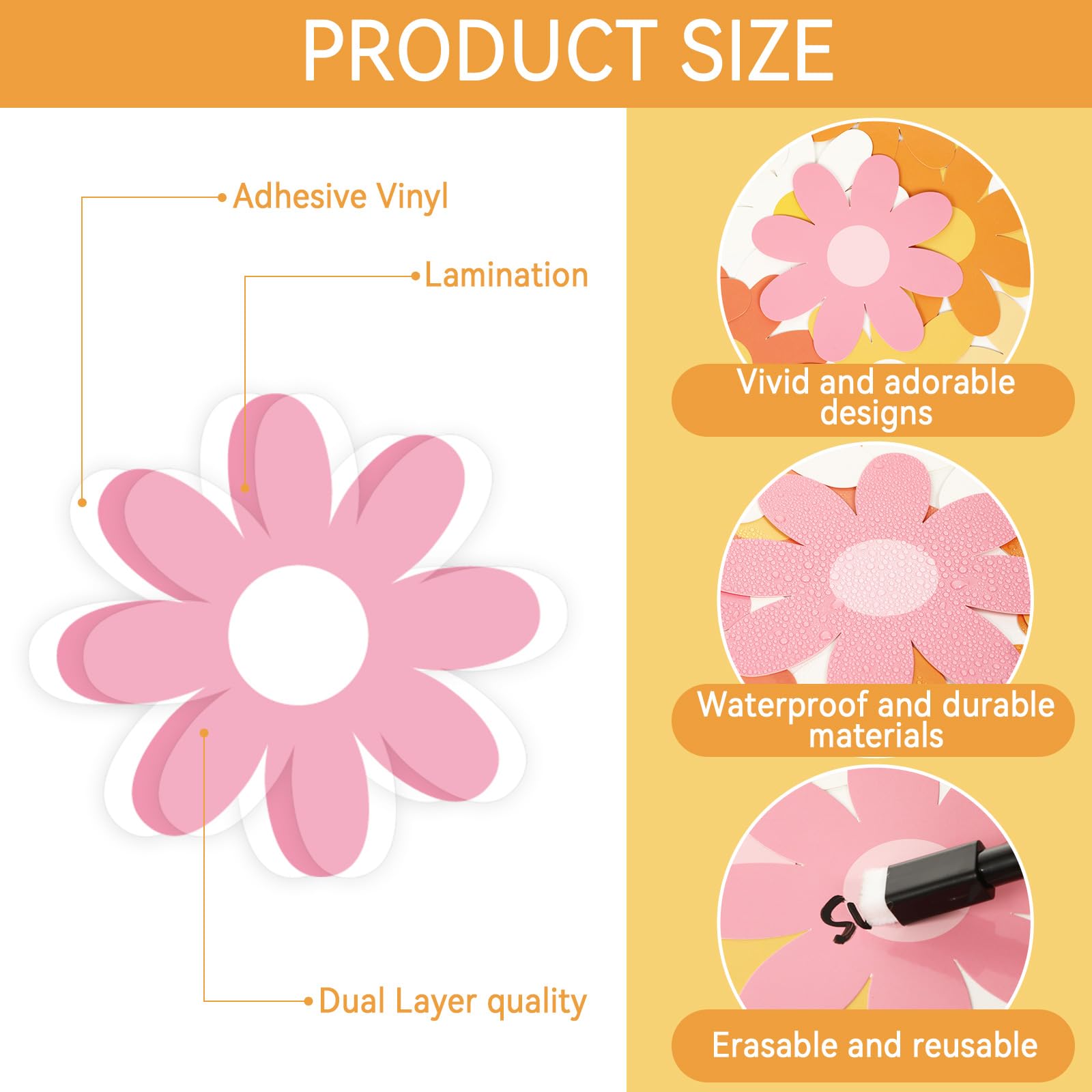 Snapklik.com : 120 PCS Daisy Flower Cutouts Hippie Bulletin Board Retro ...