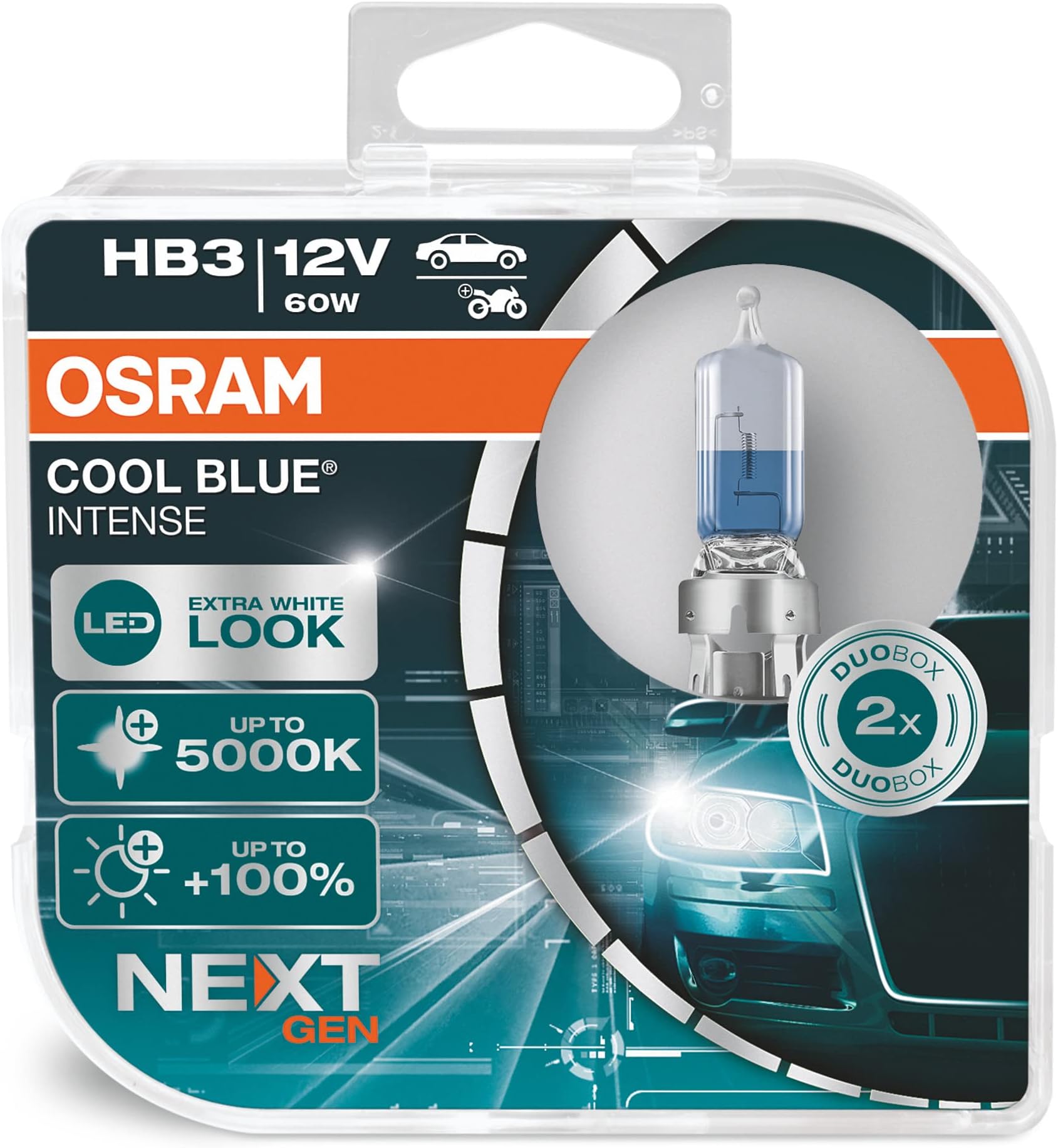 OSRAM COOL BLUE INTENSE H4, +100% luminosa, fino a 5000K, lampada ...