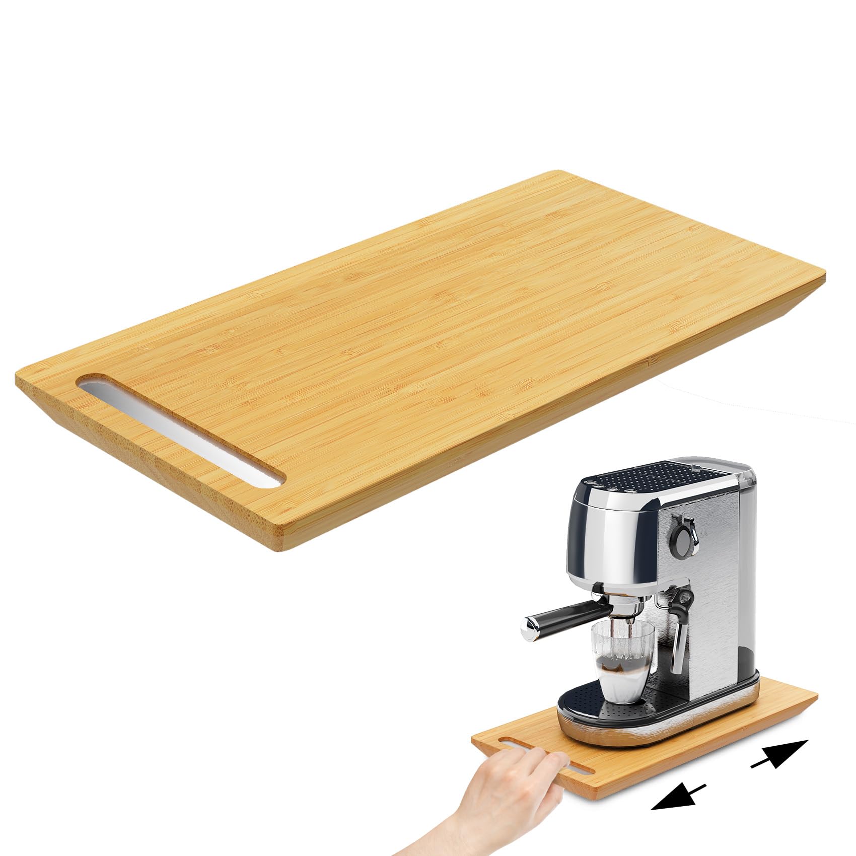 Smart FENDEE Bamboo Sliding Tray for Coffee Maker, Appliance Slider for ...