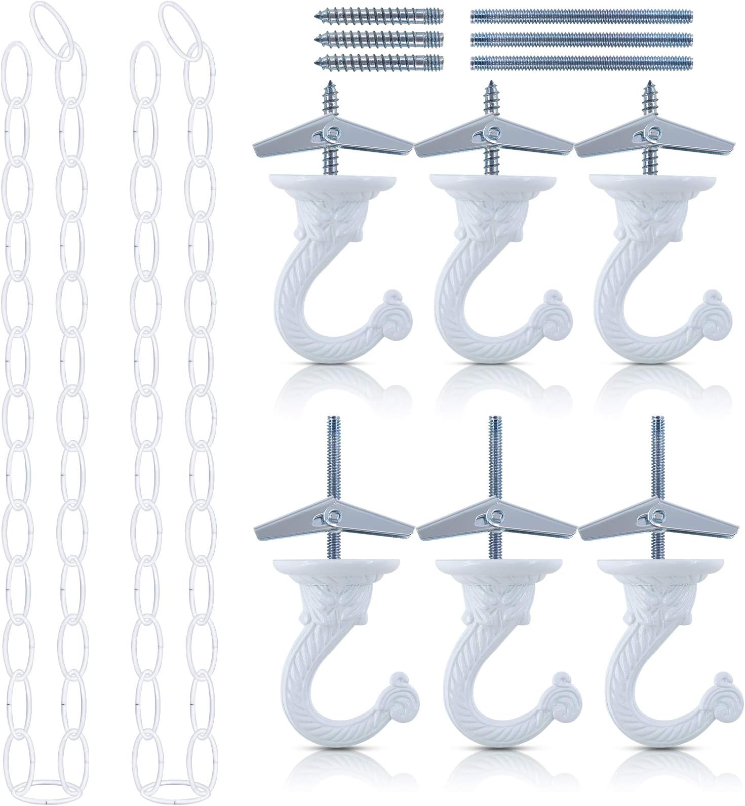 Amazon.com: Kiikooll 10 Sets Ceiling Hooks - Heavy Duty Swag Hook with ...