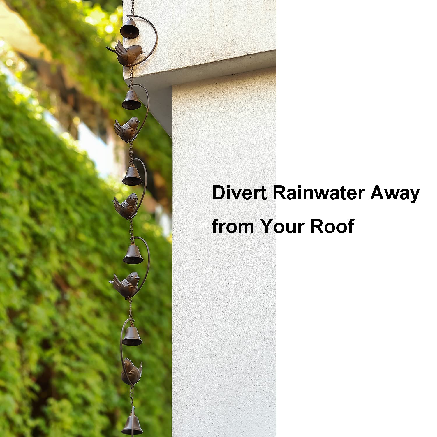 Snapklik.com : Jemeni 5 Ft Length Metal Bird & Bell Rain Chain For Gutters