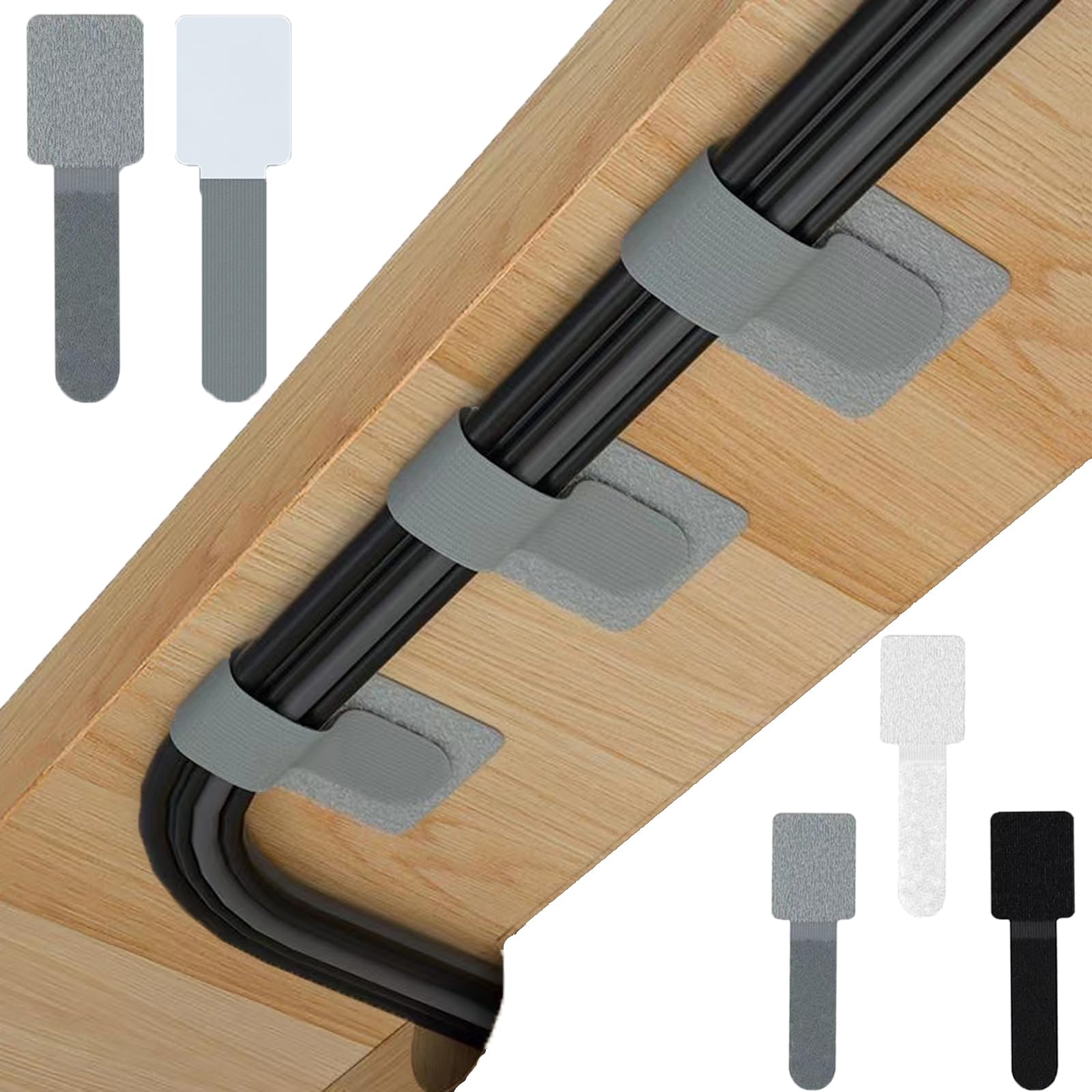 50-Pack Self-Adhesive Velcro Cable Ties, Reusable Fastening and ...