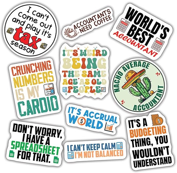 Amazon.com: 10pcs Accountant Stickers Sheet Funny CPA Gift Tax Season ...