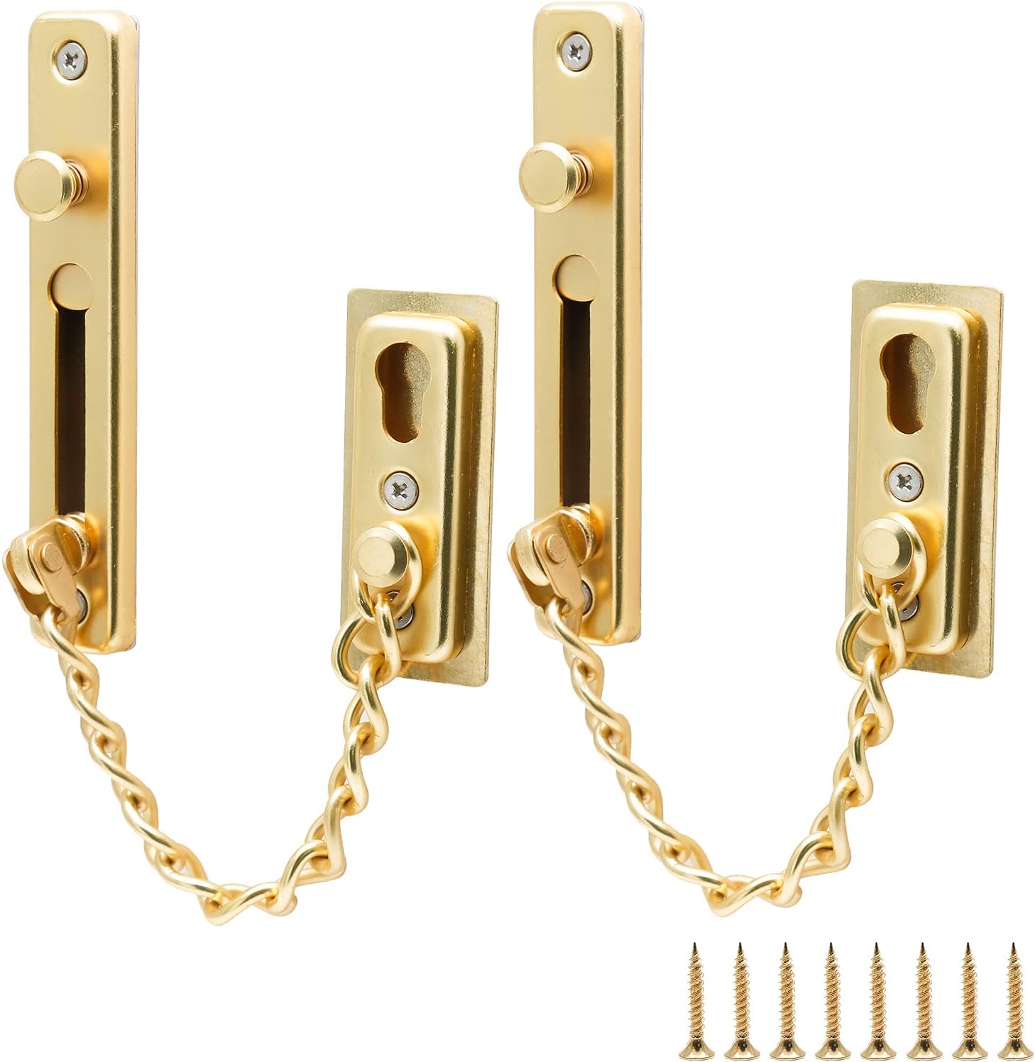 Bonsicoky 2 Pack Door Chain Lock with Spring, Stainless Steel Security ...