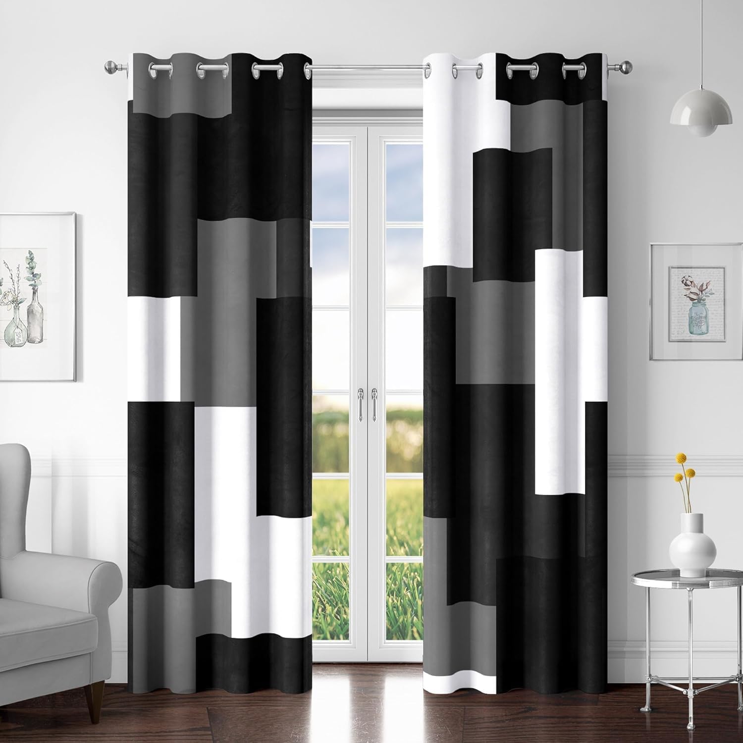 Amazon.com: Tyrot Black Grey 100% Blackout Curtains for Bedroom 84 inch ...