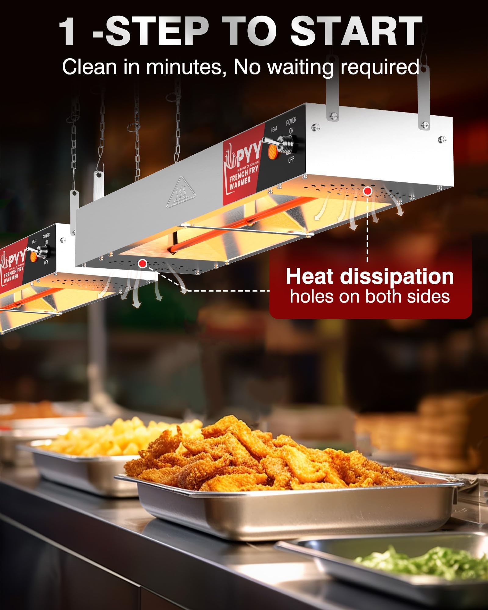 Snapklik.com : Food Heat Lamp Strip, 24" Hanging Commercial Food ...