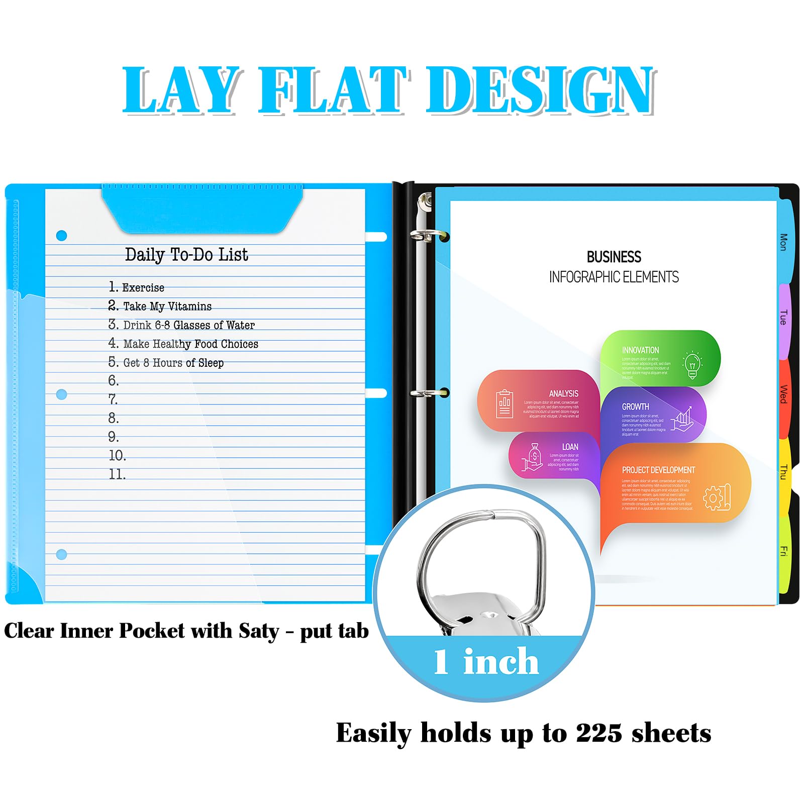 Snapklik.com : INFUN 1 Inch 3-Ring Telescoping Project Organizer Binder