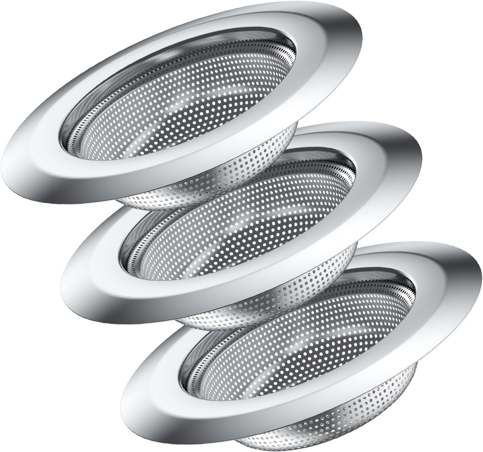 2 PCS Kitchen Sink Strainer - Stainless Steel, Large Wide Rim 4.5 ...