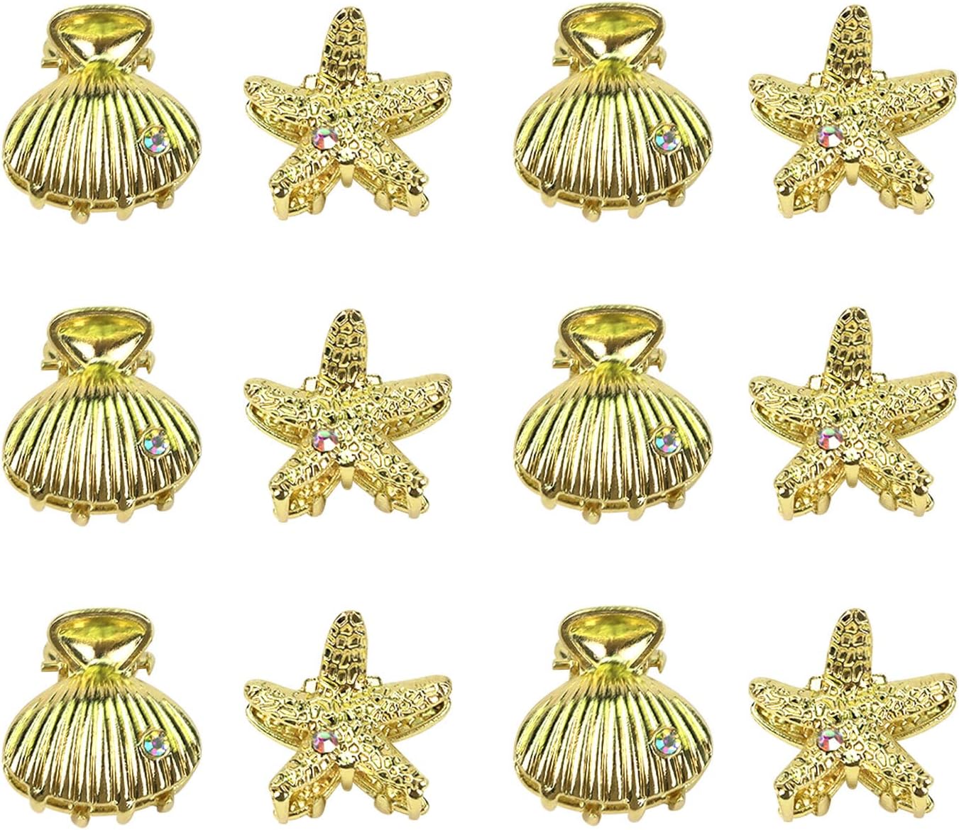 Amazon.com : YISSION 12PCS Metal Hair Clips Small Starfish Hair Clip ...