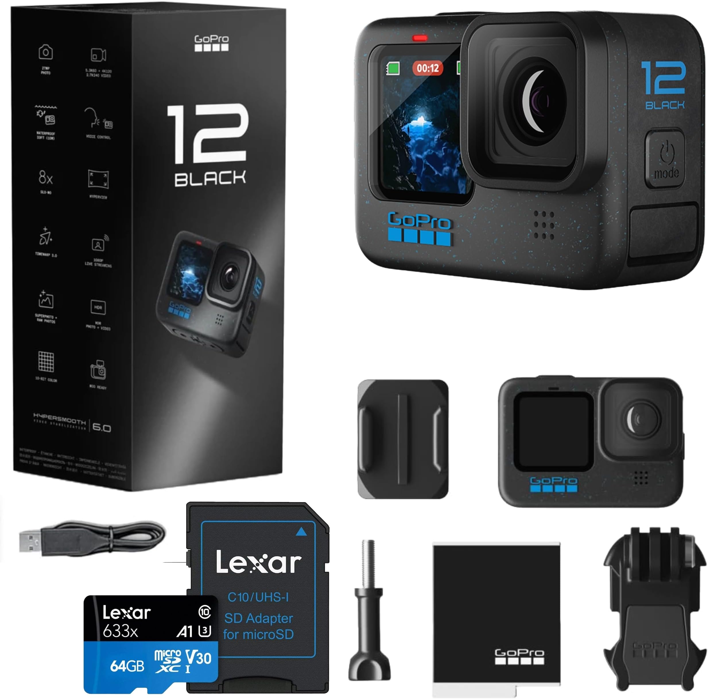 Amazon.com : GoPro Hero (Go Pro Hero) Black Compact - Waterproof Action ...