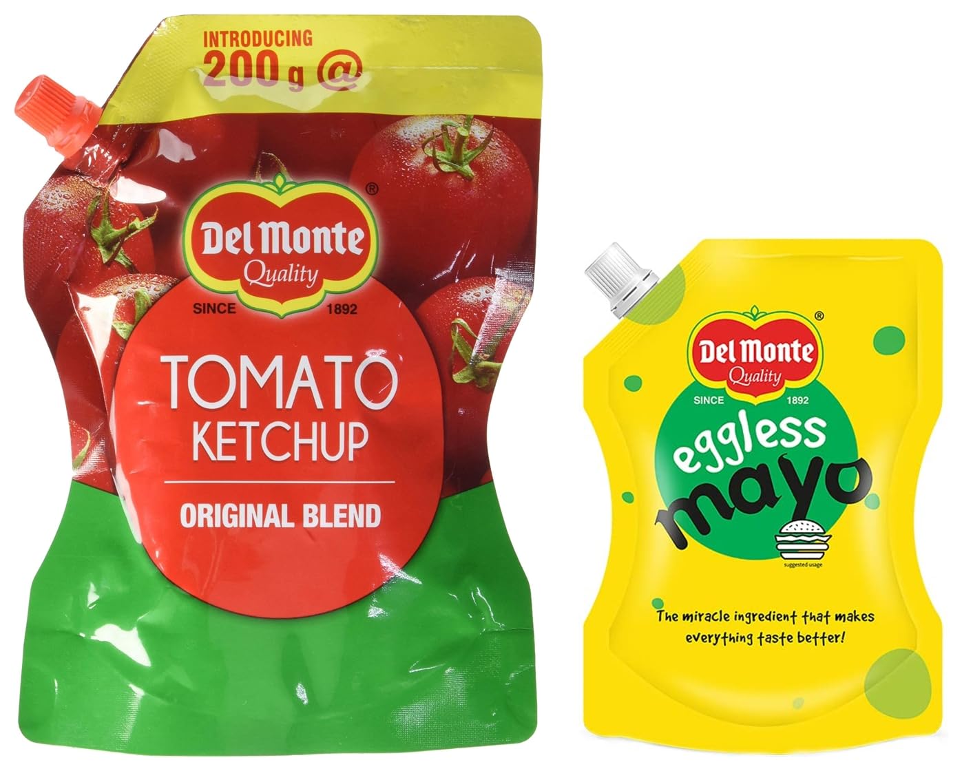 Del Monte Tomato Ketchup Spout Pack, 200g & Del Monte Eggless Mayo ...