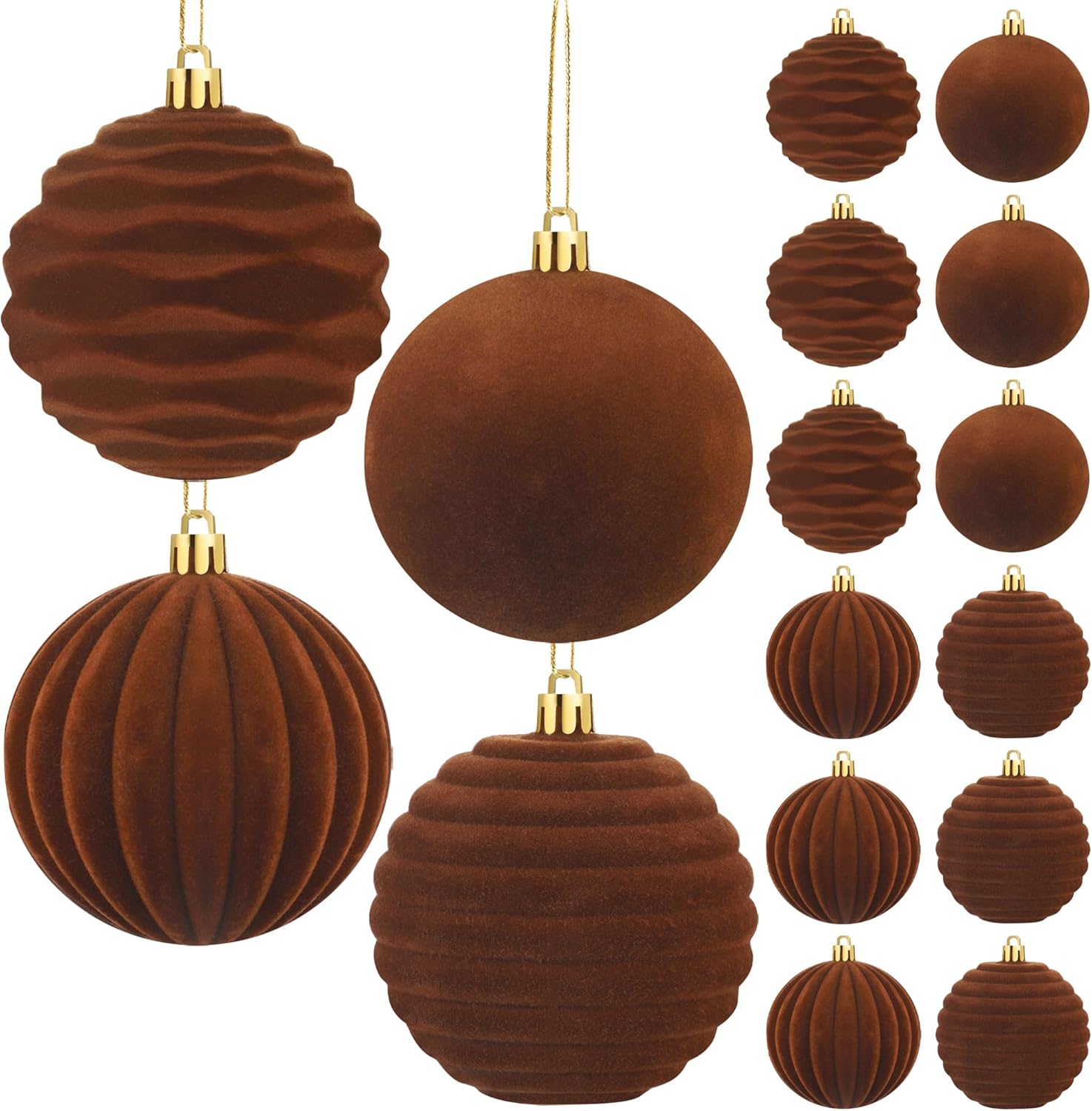Amazon.com: 12PCS Brown Velvet Christmas Balls 3.15inch Flocked ...