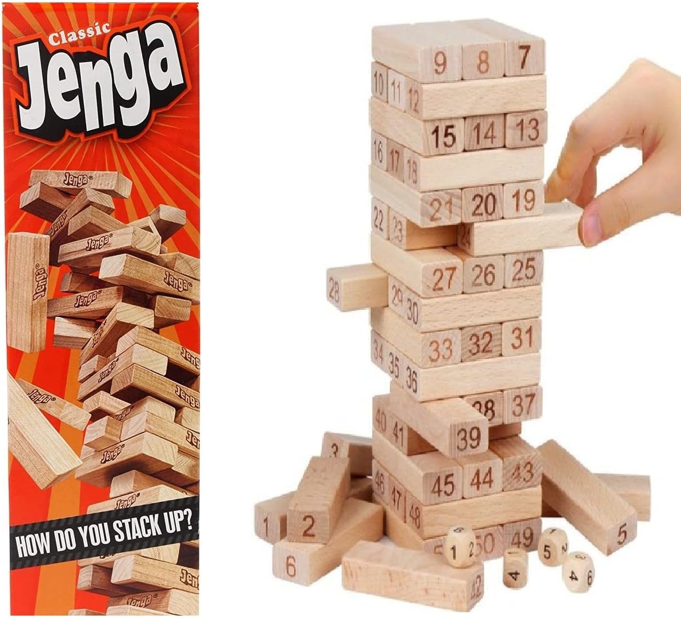 Buy Hasbro Gaming Jenga Junior Game, Original Hardwood Blocks Stacking ...