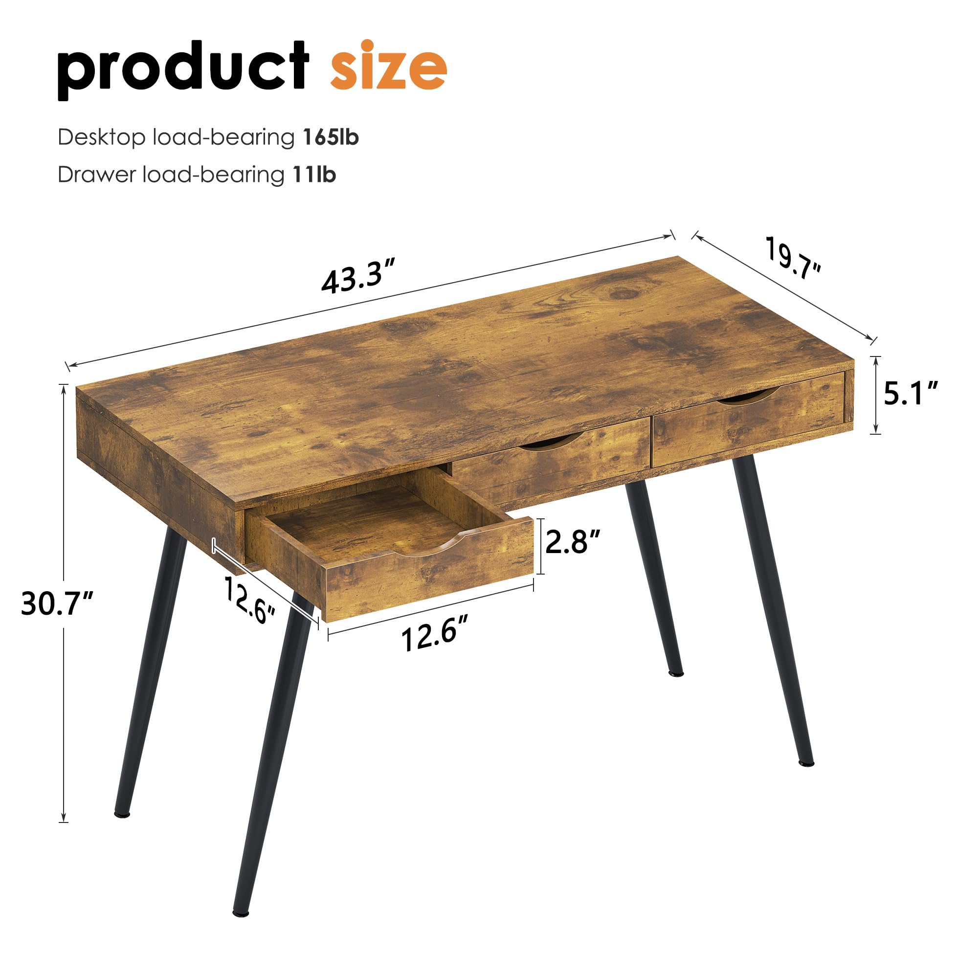 Snapklik.com : Soges Mid Century Computer Desk