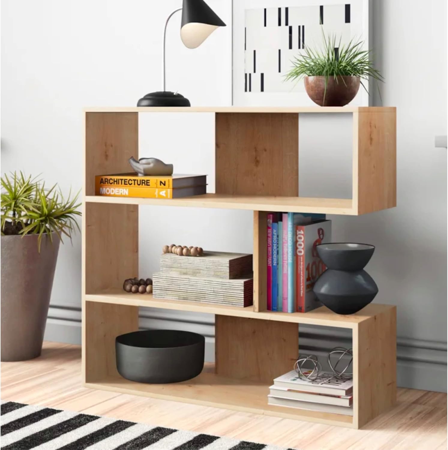 Amazon.com: JV Home Molly Bookshelf Stylish Bookcase 3 Tier Shelving ...