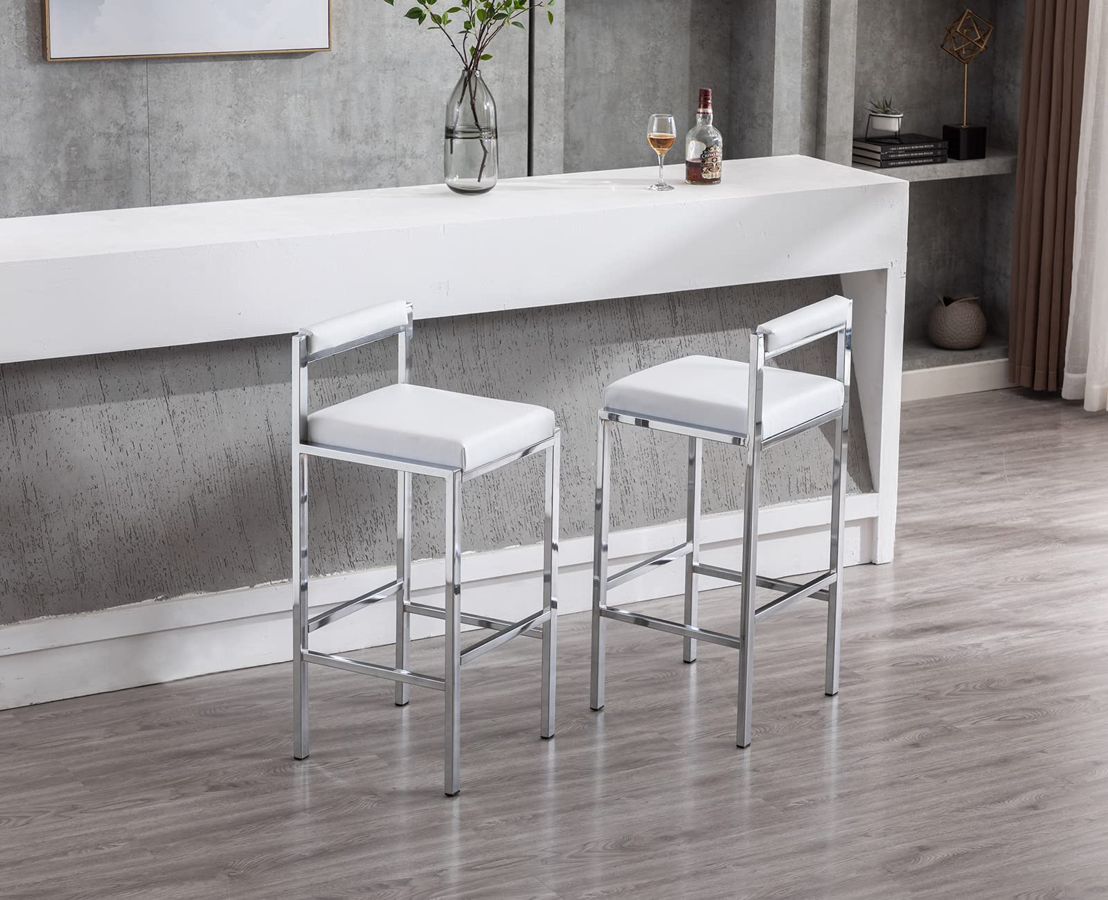 Leather Bar Stools Wahson Green Set Of 4 - 26" Counter Height ...