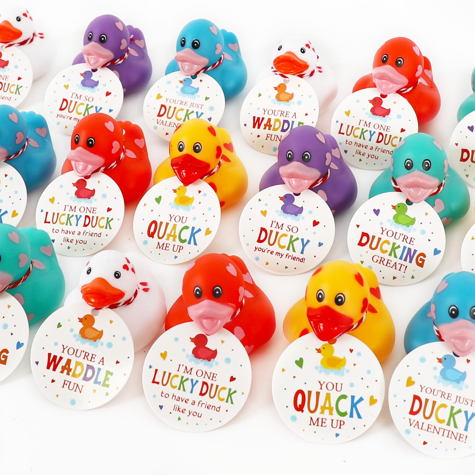 Amazon.com: DAZONGE 24Packs Lucky Duck Valentines Cards for Kids, Multi ...