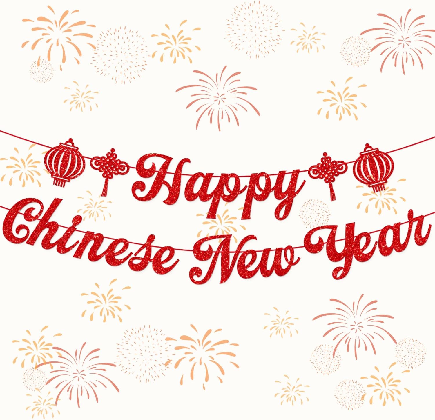 Amazon.com: Happy Chinese New Year Words Banners 2025 CNY Hanging ...
