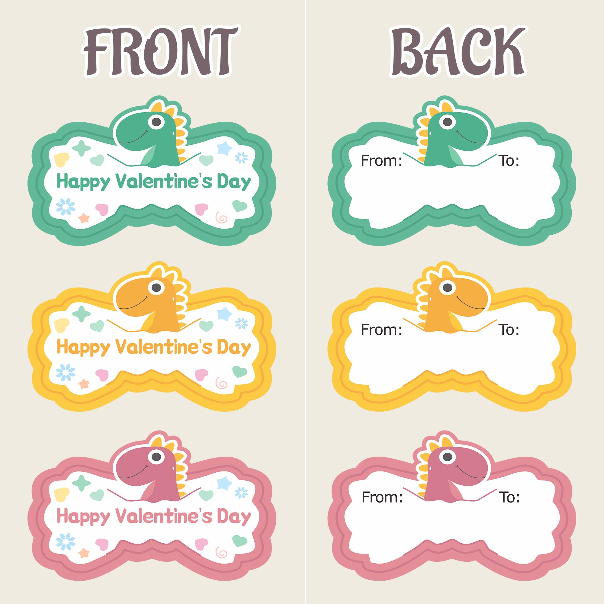 Snapklik.com : 48 Pack Valentines Day Cards For Kids, Cute Dinosaur ...