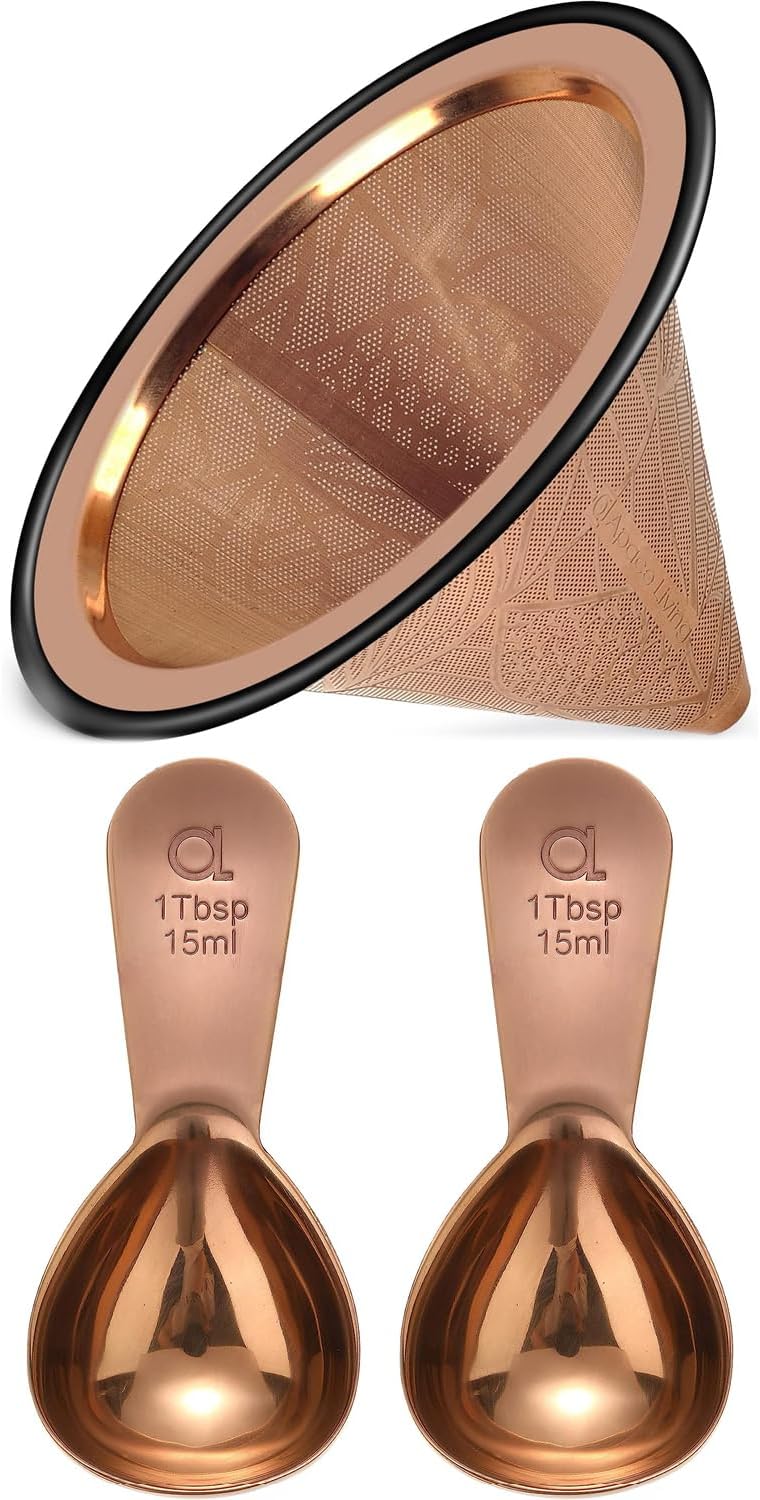 Amazon.com: Rose Gold - Coffee Filter Pattern #2 + Coffee Scoop (1 tbsp ...