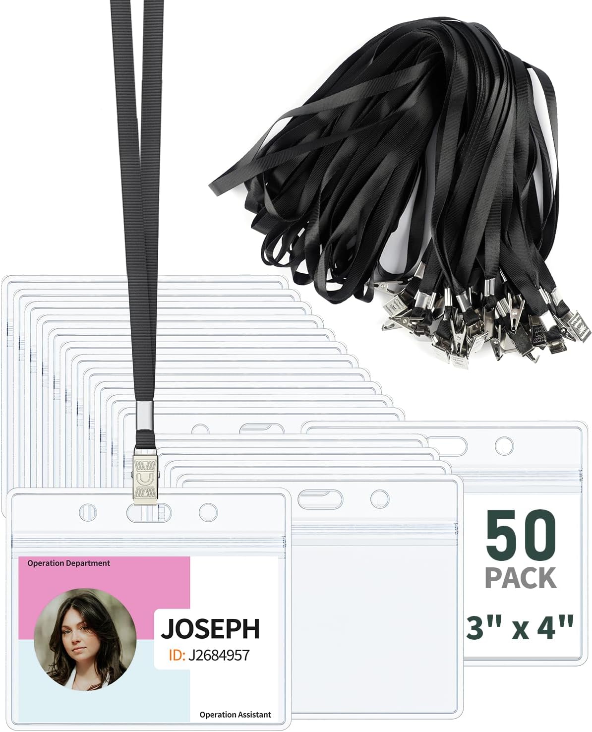 Amazon.com : Uniclife 50 Pack 3.2" x 4.2" Name Tag Holders Clear ...