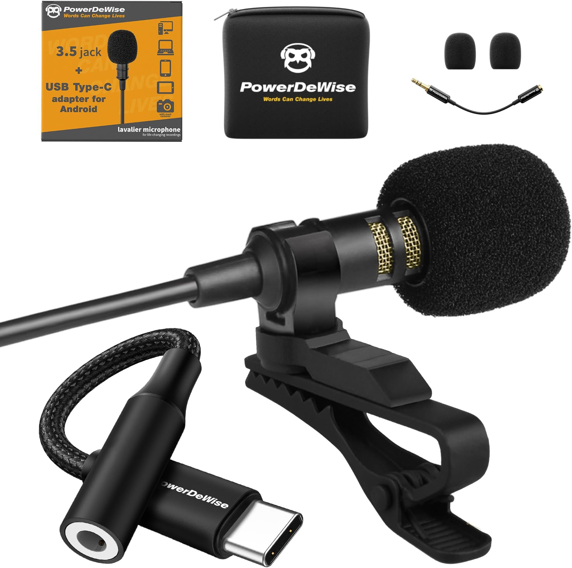 Amazon.com: PowerDeWise Upgraded 2024 Type-C Lavalier Microphone with ...