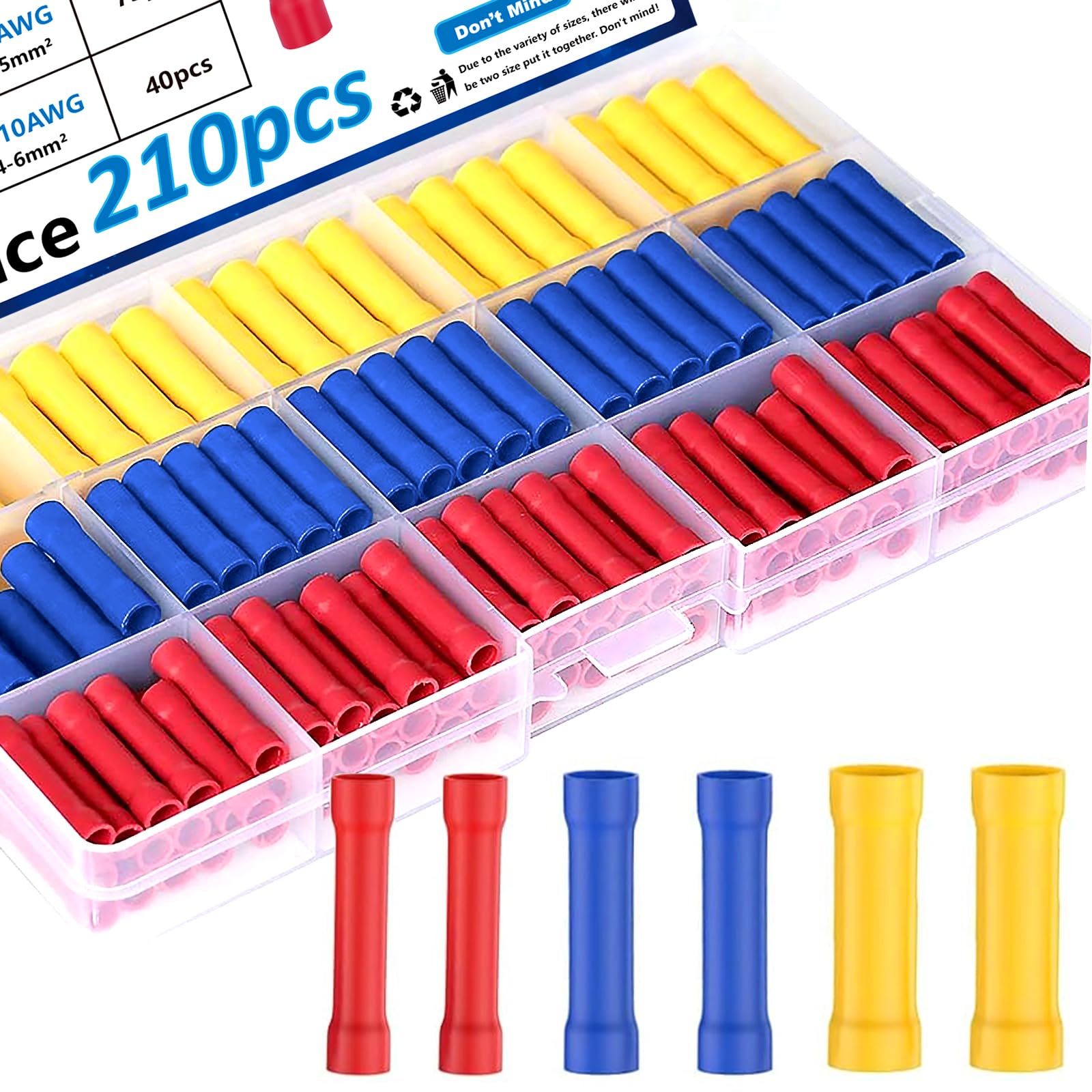Snapklik.com : Smseace 210 Pcs Butt Splice Connectors Kit 22-10AWG Butt ...