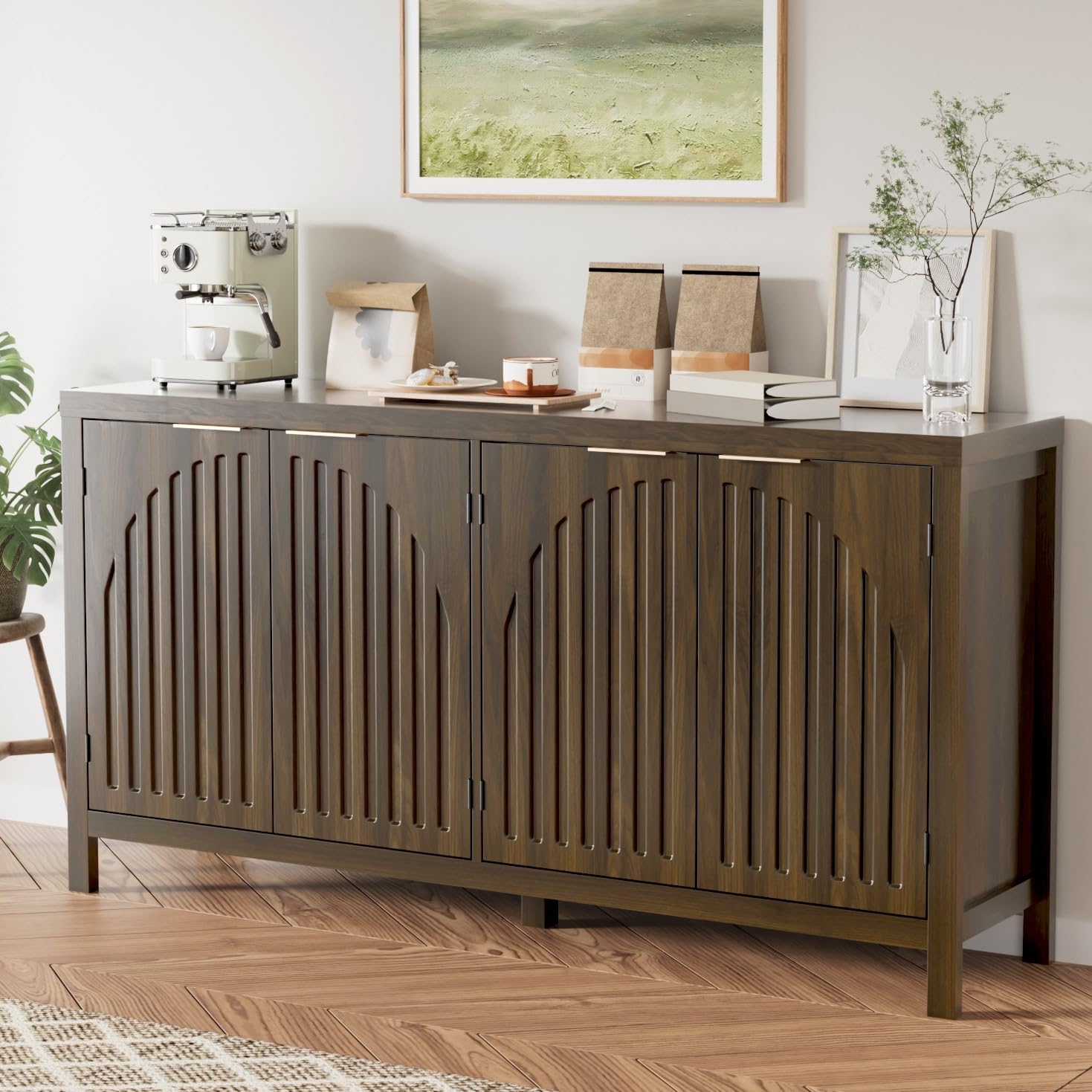 Amazon.com - AeasyG 59" Modern Fluted Sideboard Buffet Cabinet with ...
