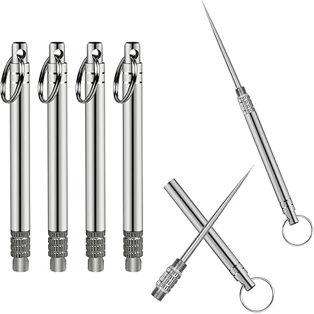 4 Pieces Titanium Toothpicks Set With Stainless Toothpick Holder for ...