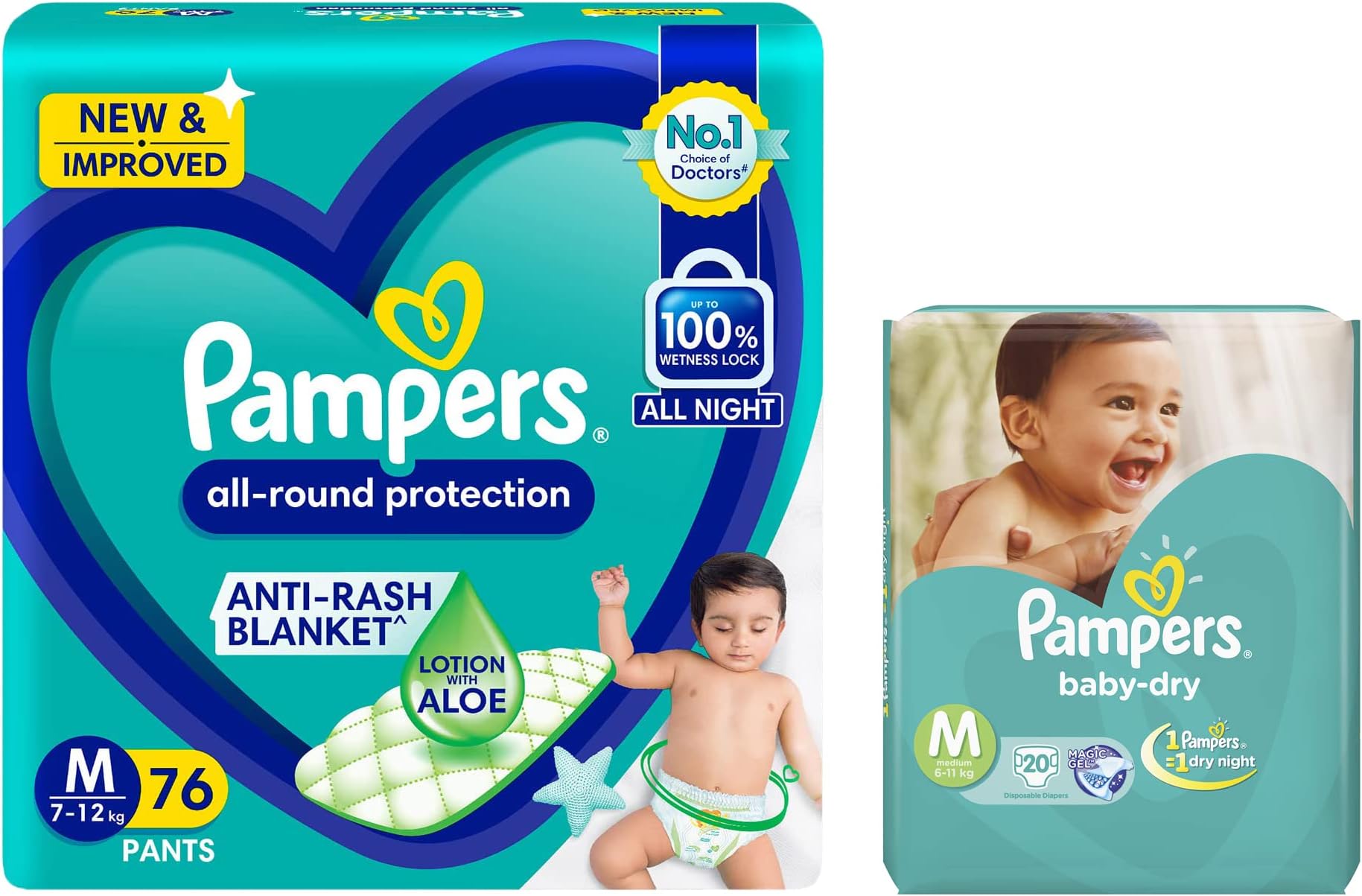 Buy Pampers All round Protection Pants, Medium size baby diapers (MD ...
