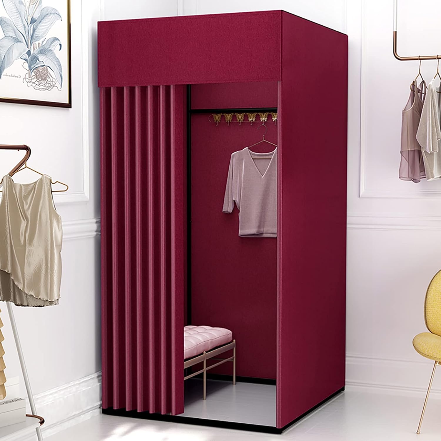 Amazon.com: Clothing Store Fitting Room, Portable Dressing Room Frame ...
