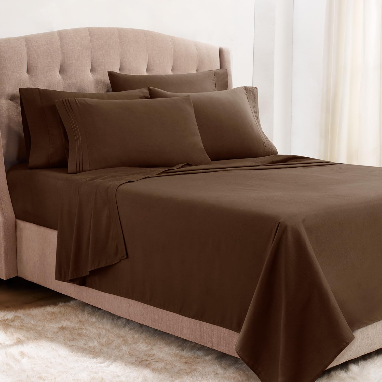 Clara Clark Bed Sheet Set with Extra Set Pillowcases, Premier 1800 ...